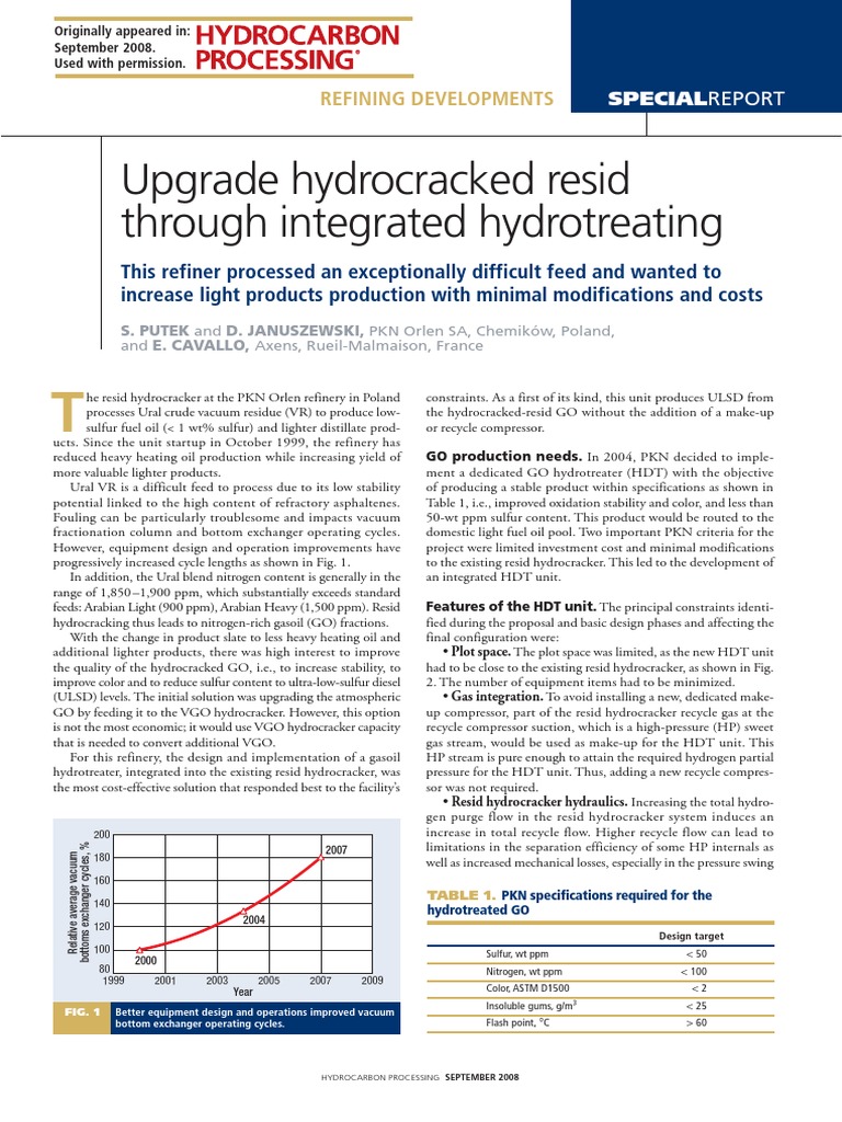 Upgrade HDK Resid HP 2008-English | PDF | Cracking (Chemistry) | Oil Refinery