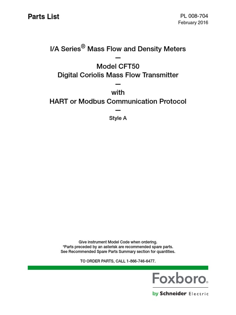 I/A Series Mass Flow and Density Meters - Model CFT50 Digital Coriolis ...
