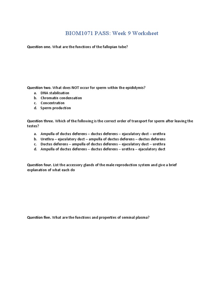 Week 9 - PASS Worksheet | PDF