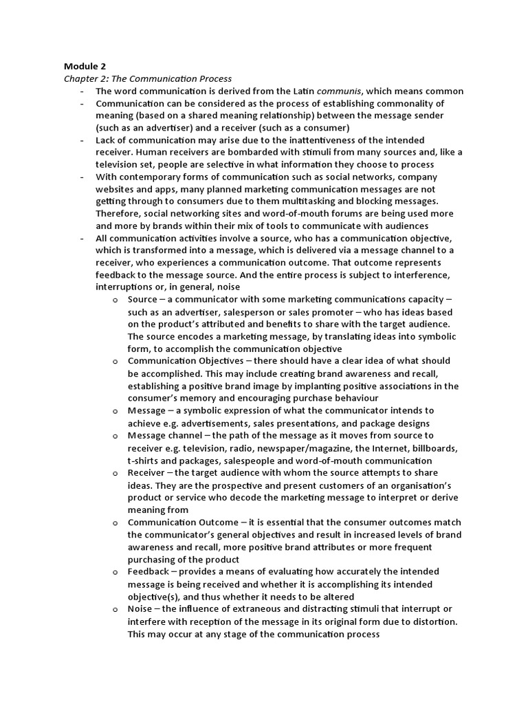 Marketing Communications - Module 2 Notes | PDF | Marketing ...