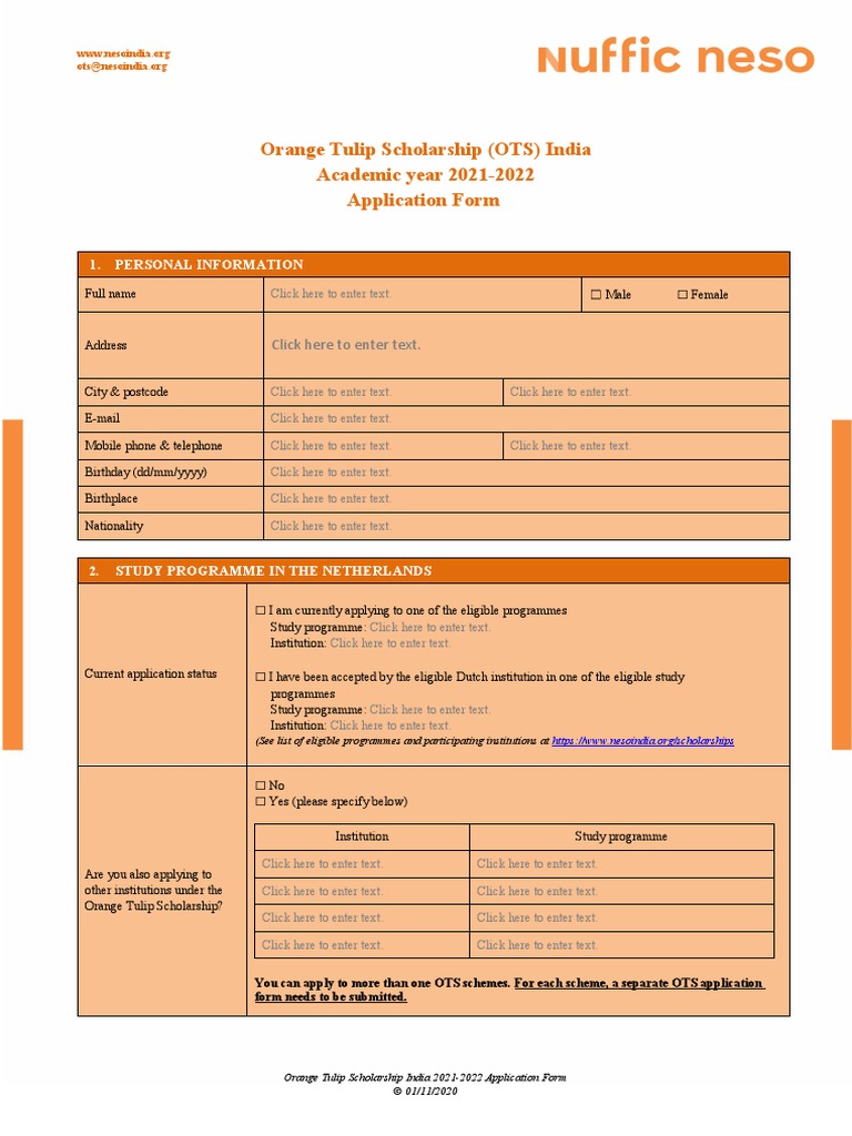 Ots India Application Form 2021 2022 | PDF | Business