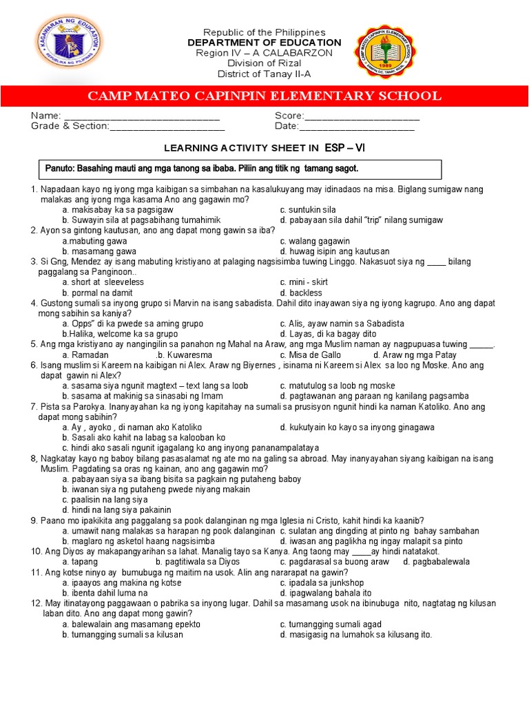 PT - Esp 6 - Q1 | PDF
