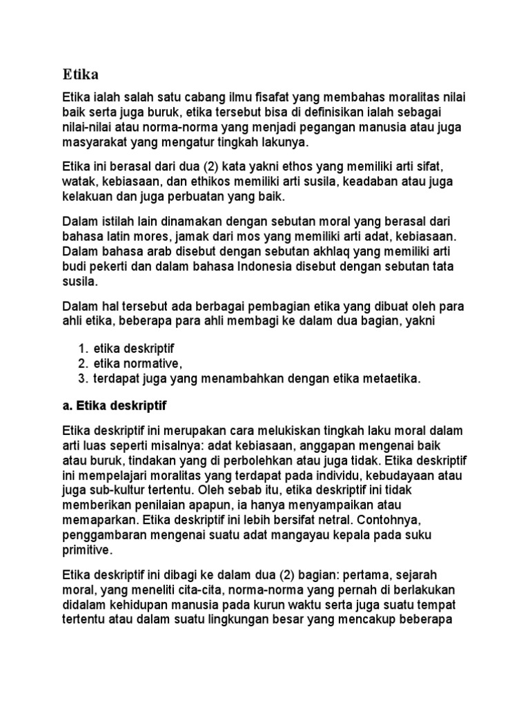 Pengertian dan Pembagian Etika dan Estetika | PDF