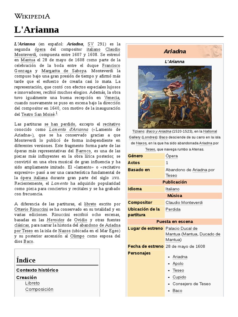 L'Arianna | PDF | Ópera | Música vocal