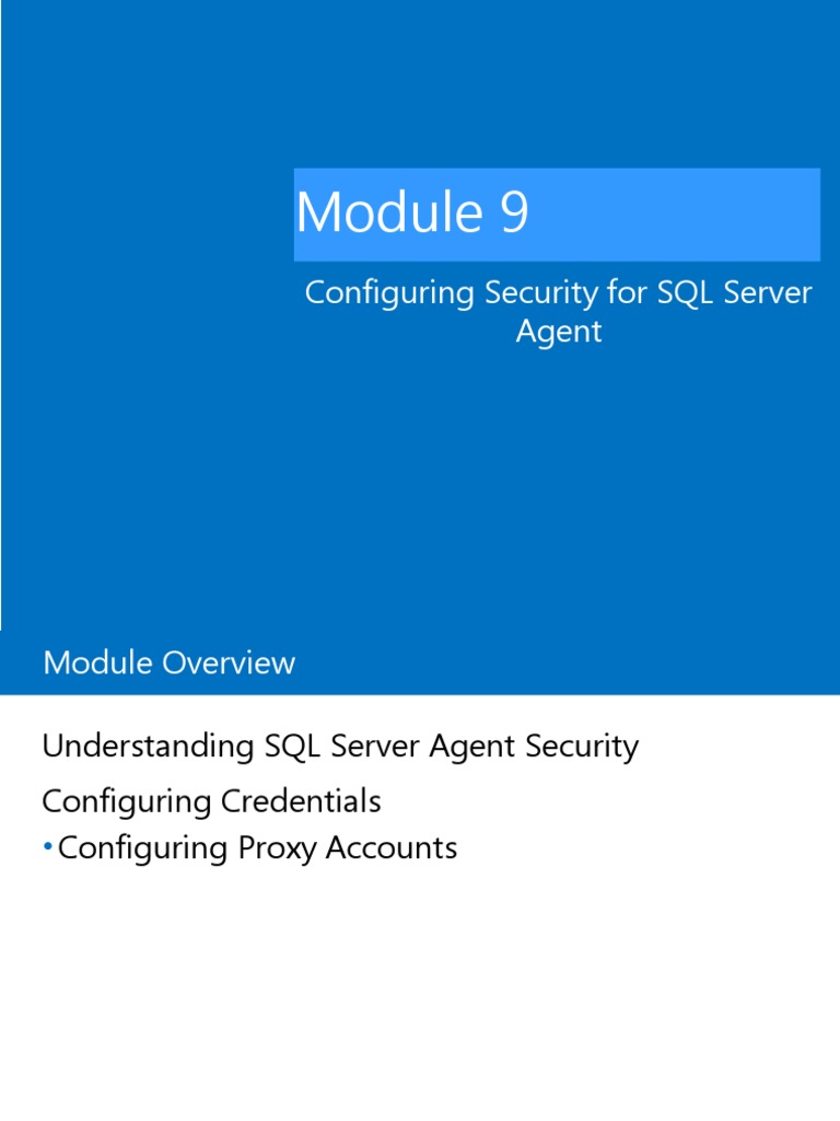 Configuring Security For SQL Server Agent | PDF | Proxy Server | Credential