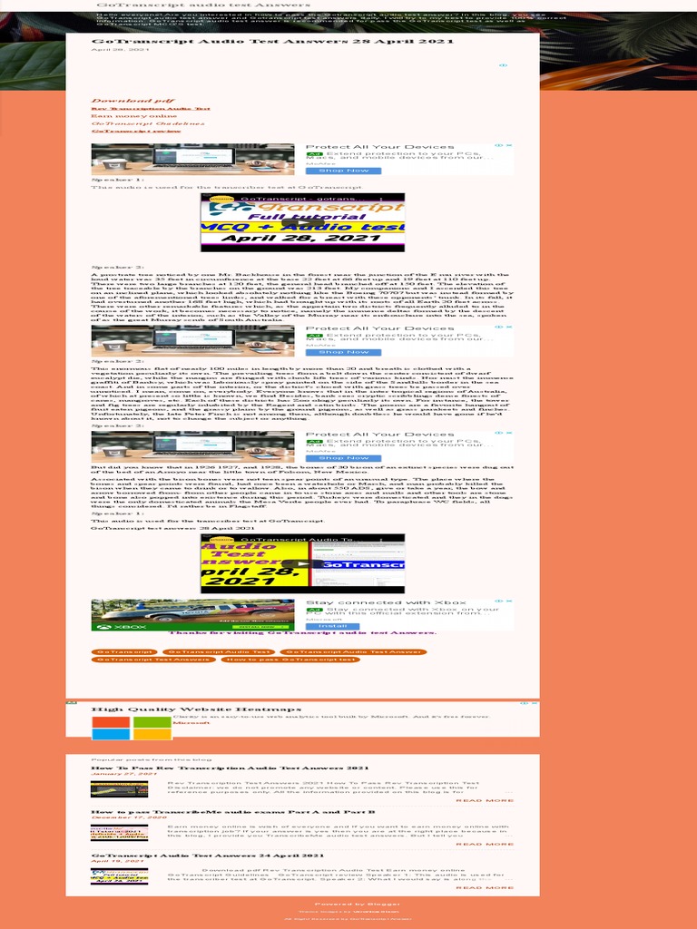 GoTranscript Audio Test Answers Guide | PDF | Nature