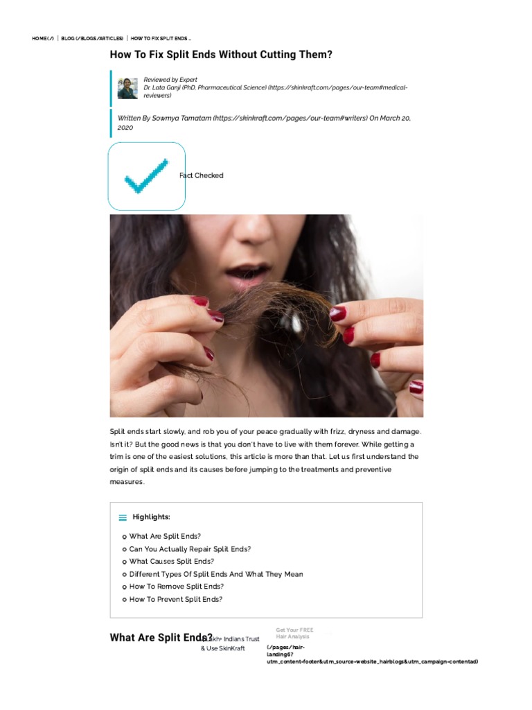 How To Fix Split Ends Without Cutting Them Skinkraft Pdf Hair