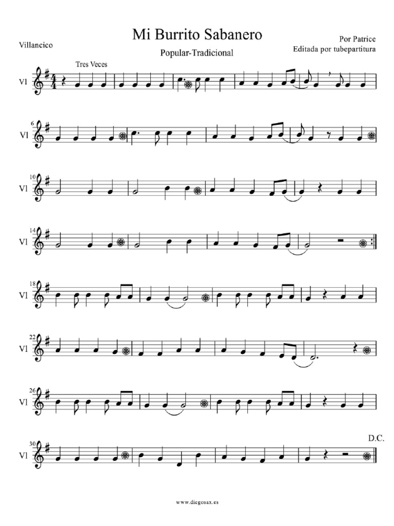 Mi Burrito Sabanero Violin Part | PDF