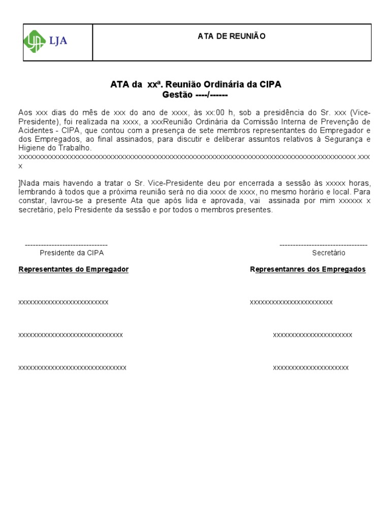 Ata de Reunião Da CIPA (Modelo) | PDF