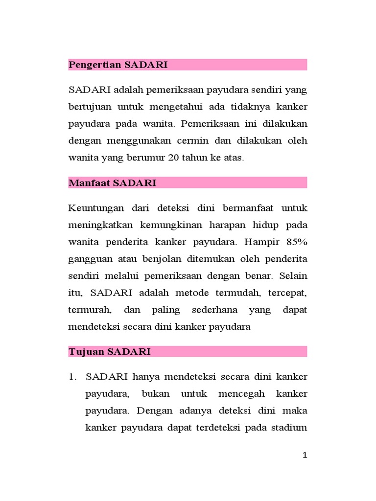 SADARI | PDF | Pengembangan Diri | Kesehatan Holistik