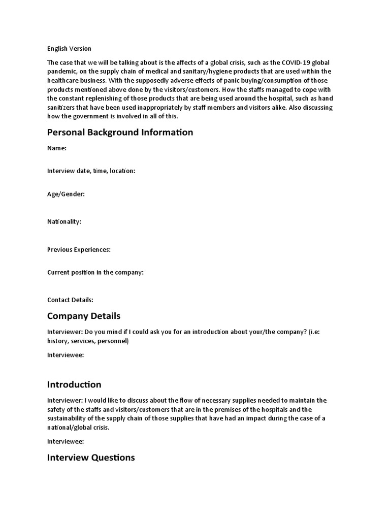 Personal Background Information | Download Free PDF | Supply Chain ...