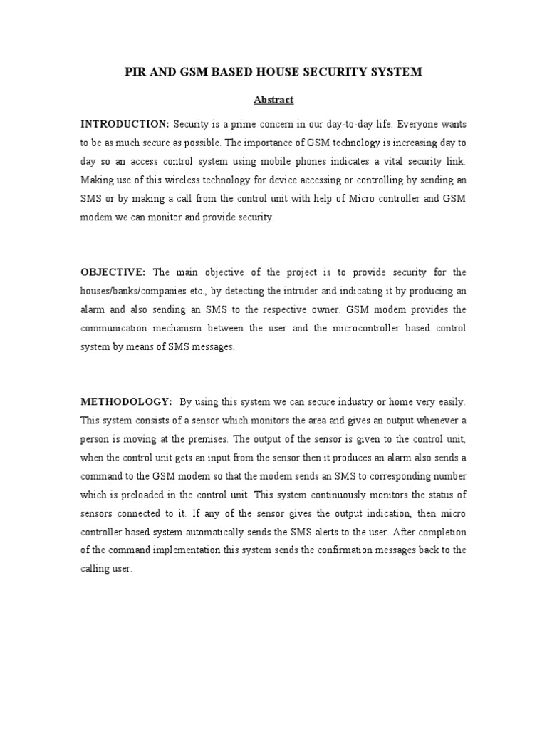 03.PIR and GSM Based House Security System | PDF | Modem | Microcontroller