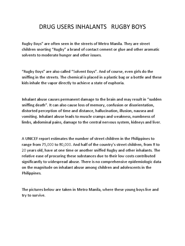 Drug Users Inhalants Rugby Boys | PDF