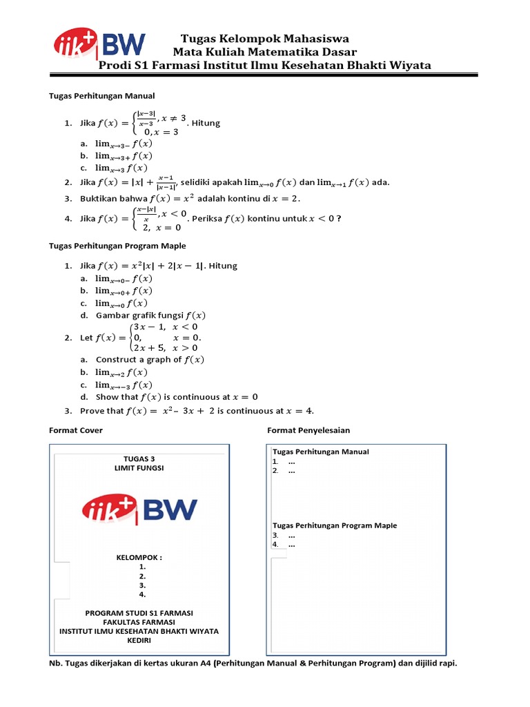 Tugas 3 Limit Fungsi | PDF