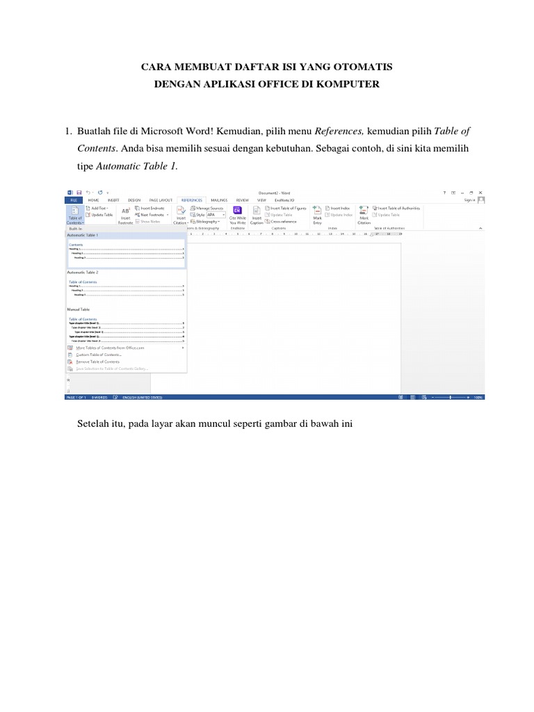 Cara Otomatis Daftar Isi di Word | PDF | Seni