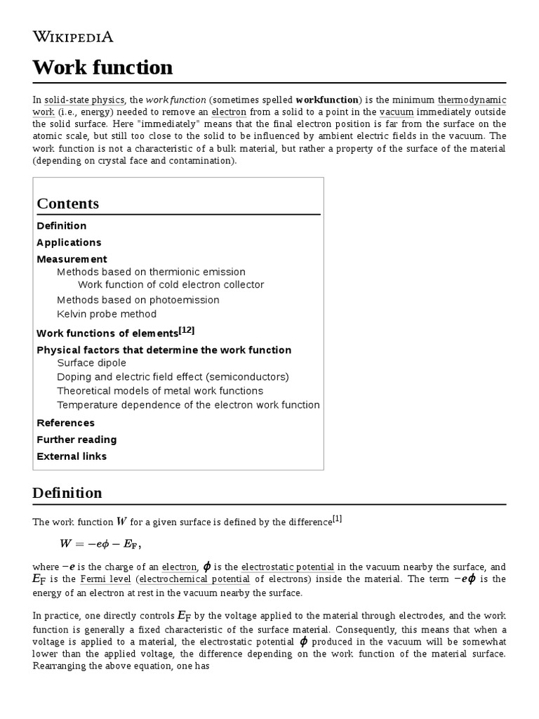 Work Function: Applications Measurement | PDF | Materials Science | Physics