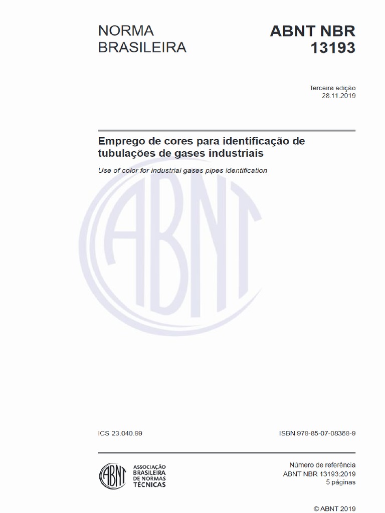 Nbr 13193 2019 + Emenda - Emprego de Cores Para Identificação de ...