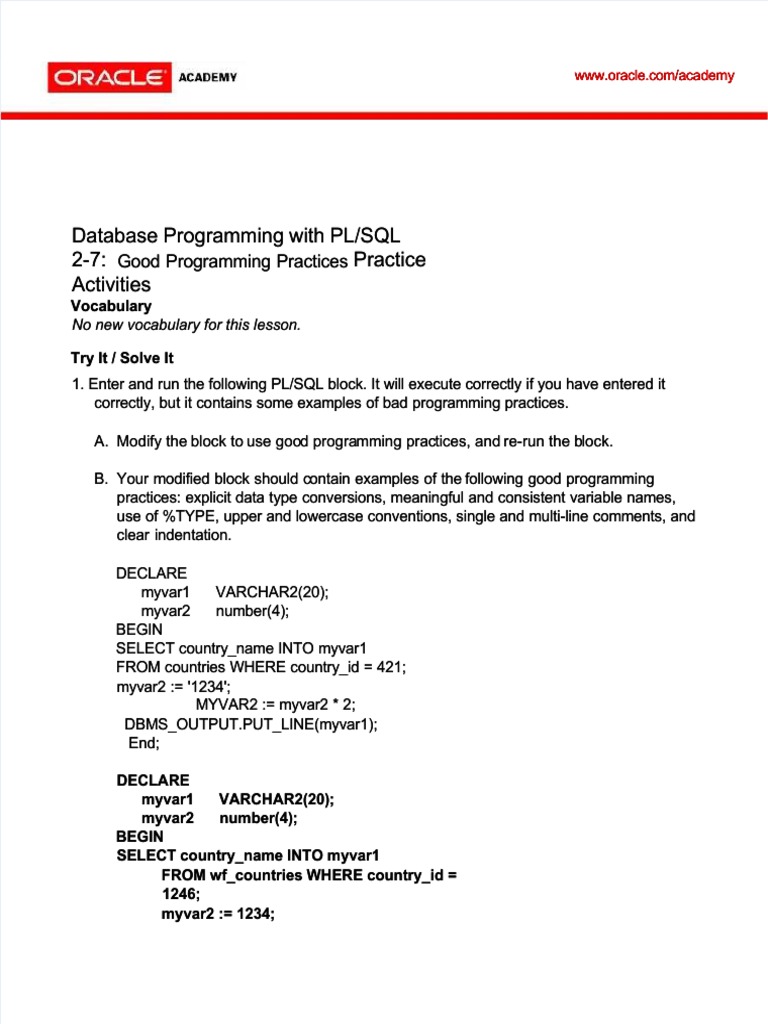 PDF PLSQL 2 7 Practice Compress | PDF PDF PLSQL 2 7 Practice Compress | PDF