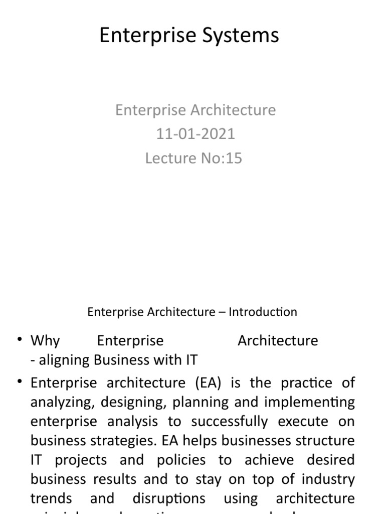 Lecture-15 Enterprise Architecture | PDF | Enterprise Architecture ...