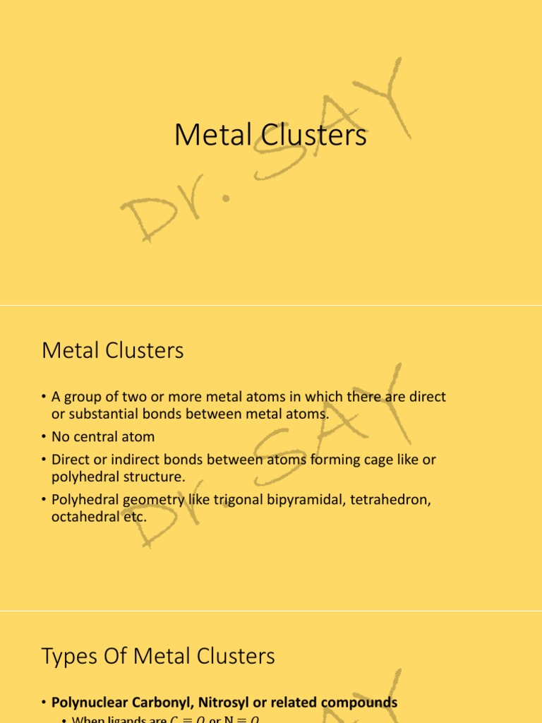 Metal Clusters | Download Free PDF | Molecular Orbital | Ligand