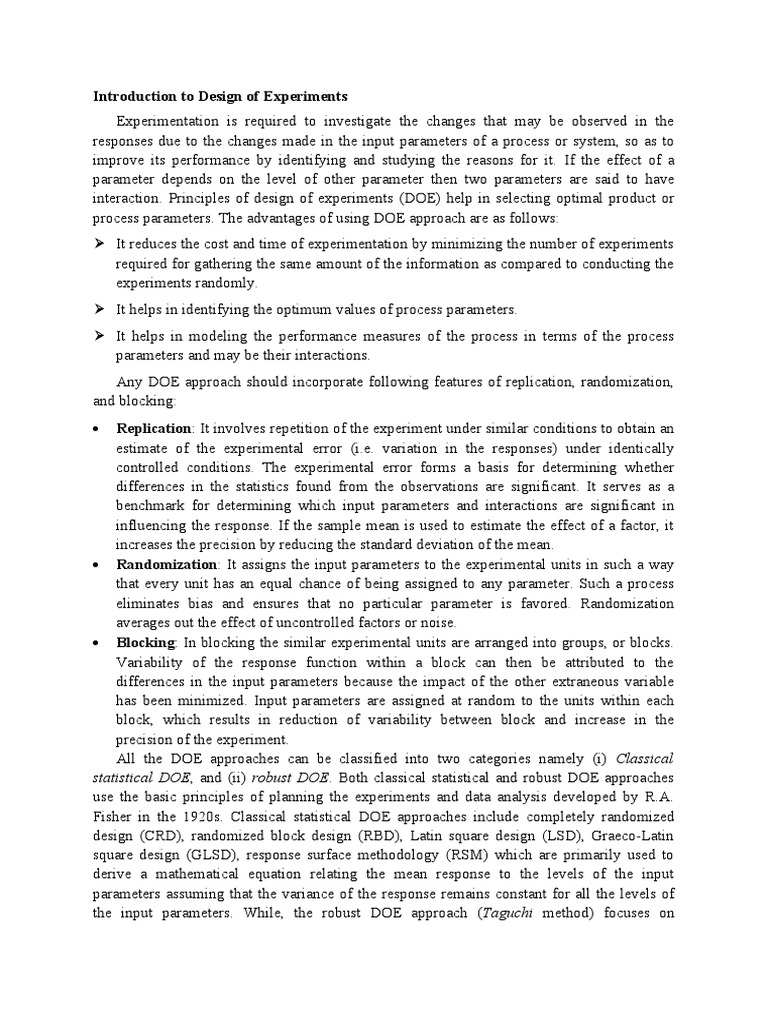 Design of Experiments | PDF | Design Of Experiments | Experiment