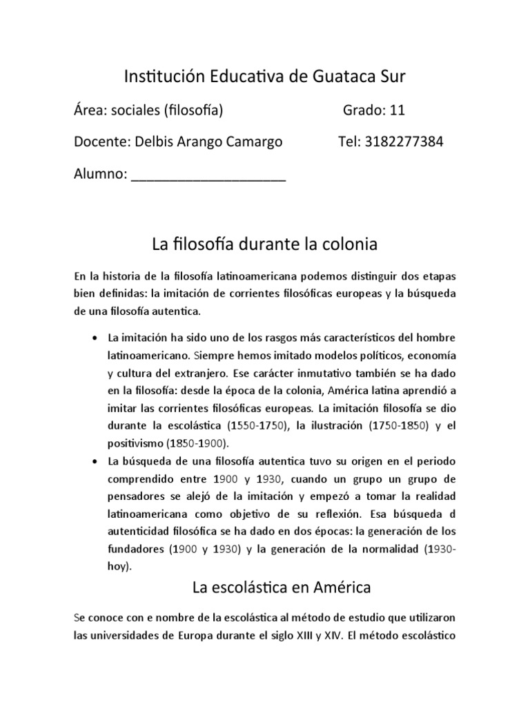 La Filosofía Durante La Colonia | PDF | Positivismo | Tomás de Aquino