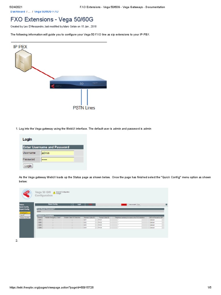 FXO Extensions - Vega 50 - 60G - Vega Gateways - Documentation | PDF ...