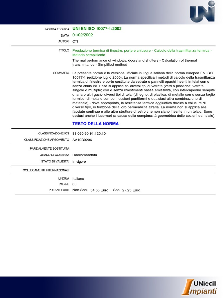 Uni en Iso 10077-1 - 2002 | PDF