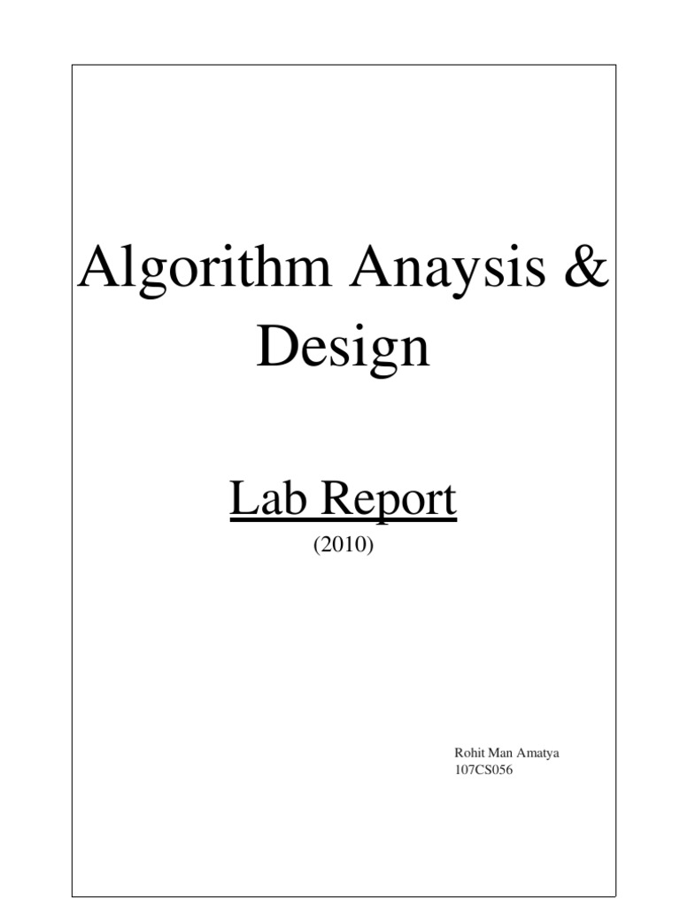Algorithm Lab Report Pdf Theoretical Computer Science Algorithms And Data Structures