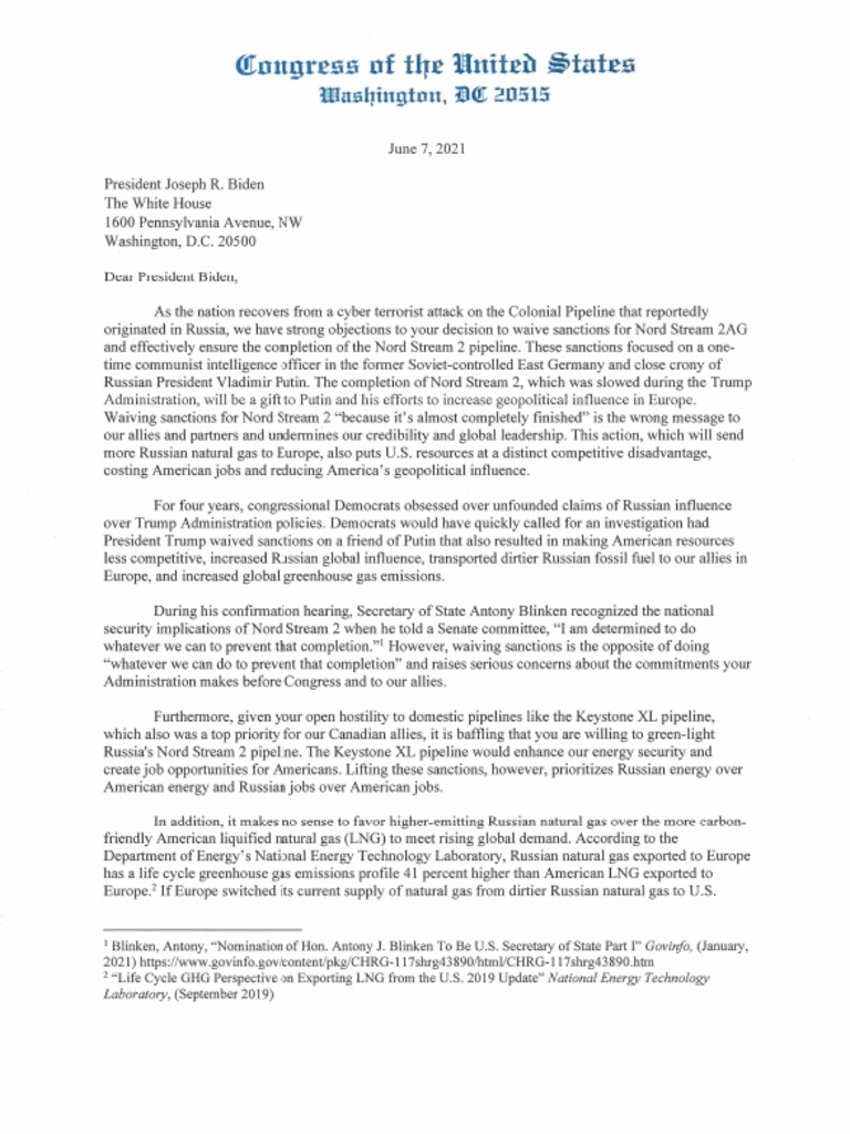 Final NS2 Letter To Biden | PDF