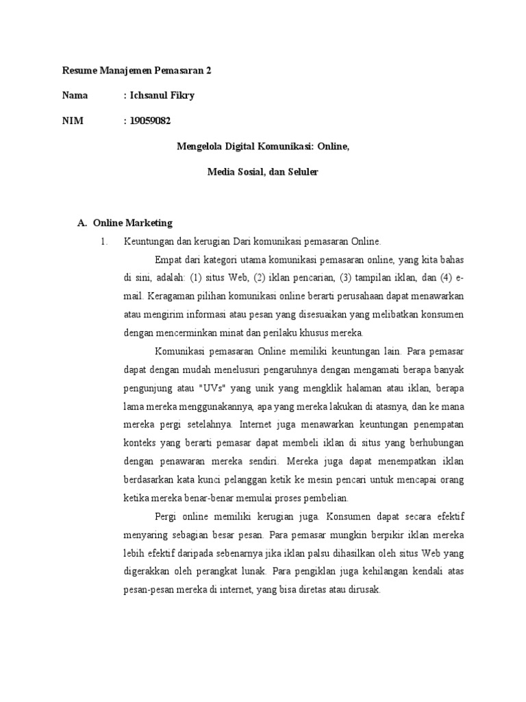 Resume Manajemen Pemasaran 2 | PDF