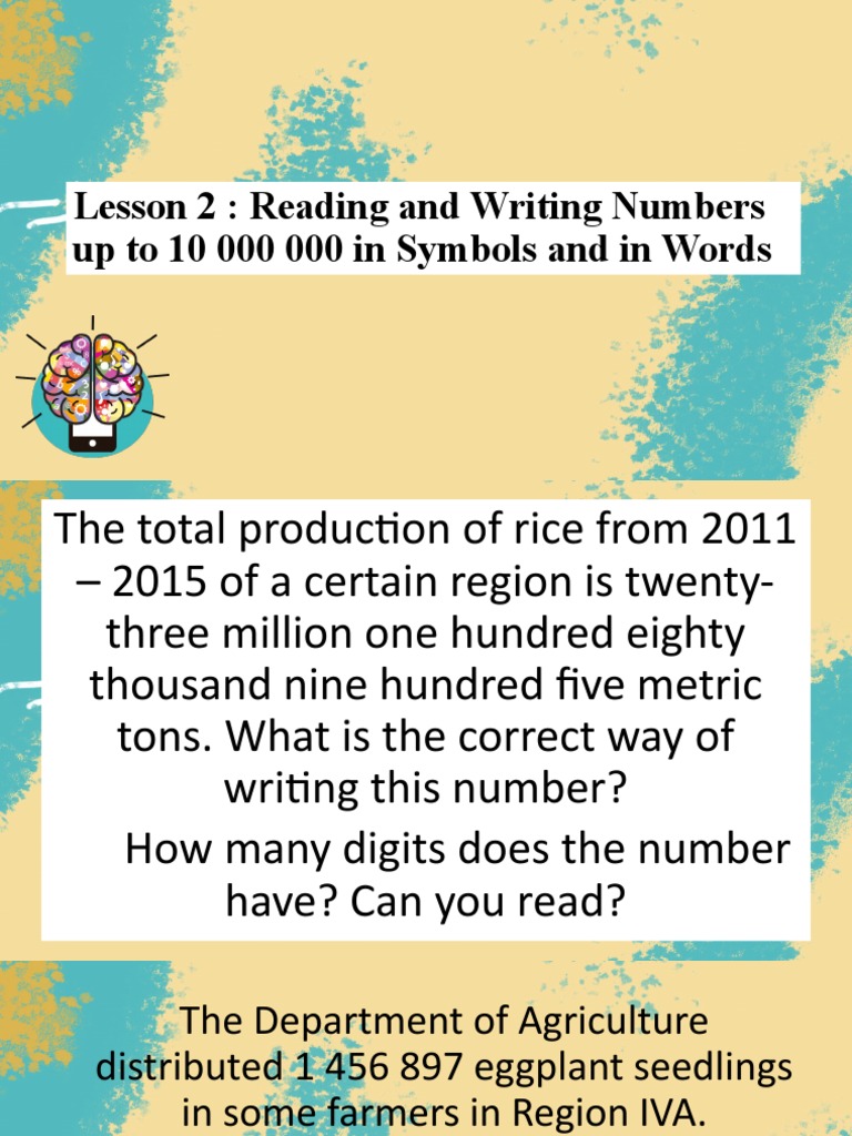 Reading and Writing Numbers to 10 Million | PDF | Notation | Teaching ...