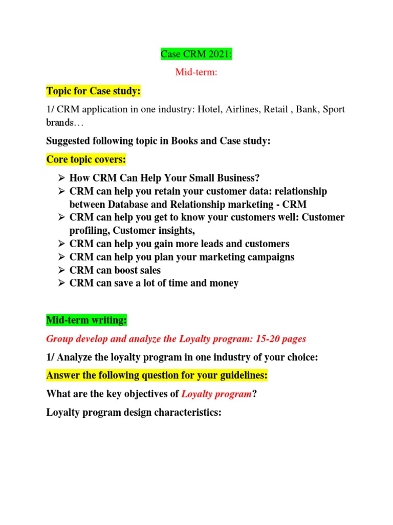 Case CRM 2021 Final AD | PDF | Customer Relationship Management | Analytics