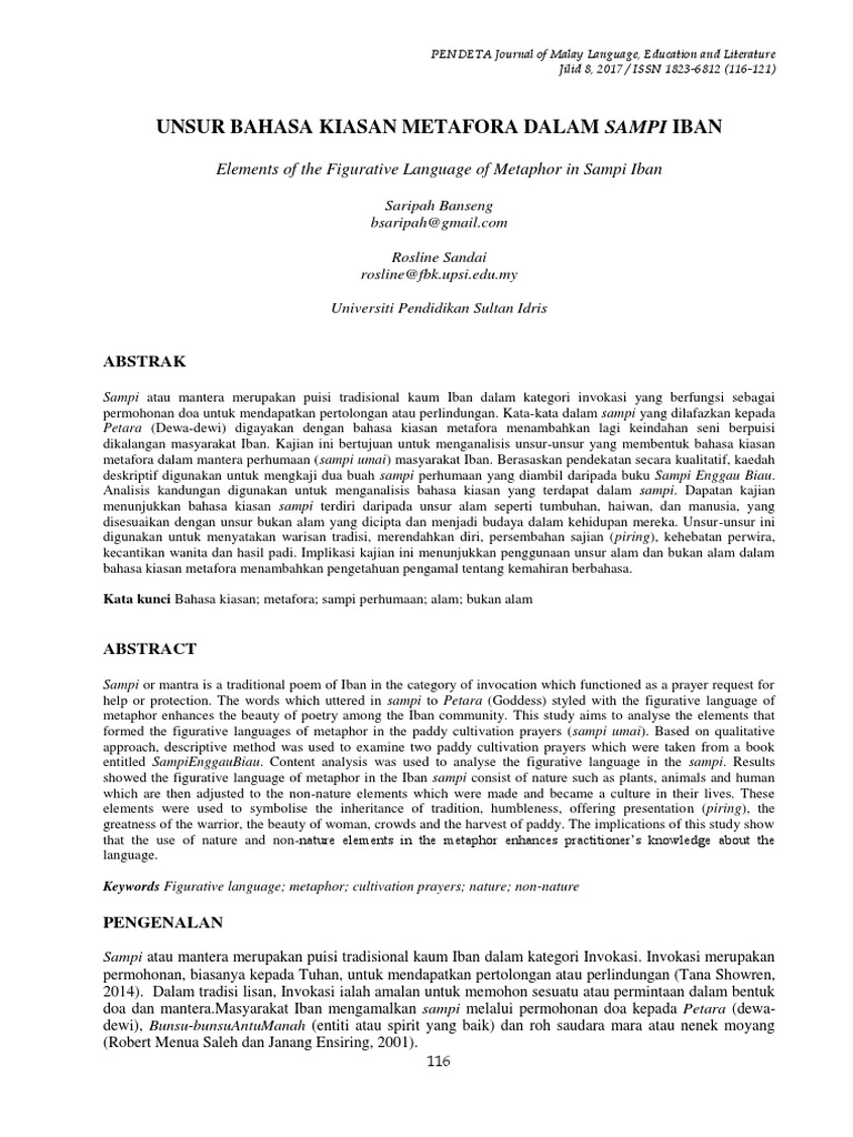 Unsur Bahasa Kiasan Metafora Dalam Sampi Iban | PDF