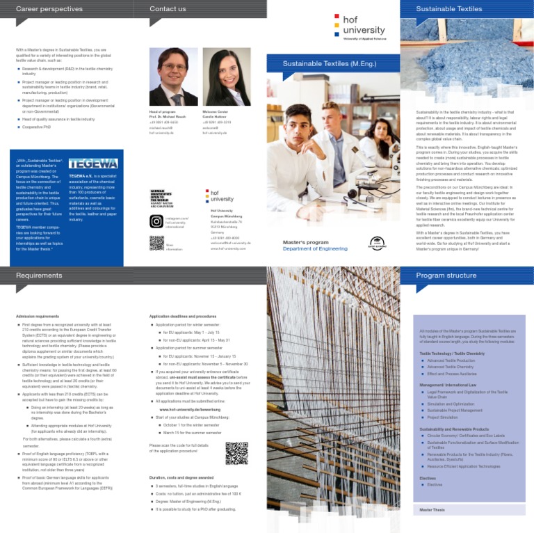 Flyer Sustainable+Textiles en | PDF | Academic Degree | Master's Degree