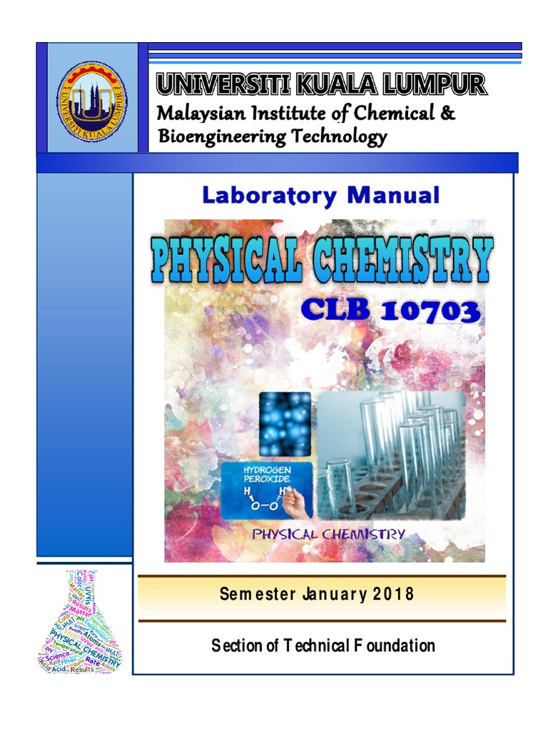 Lab Manual Physical Chemistry 2018 | PDF | Reaction Rate | Reaction ...