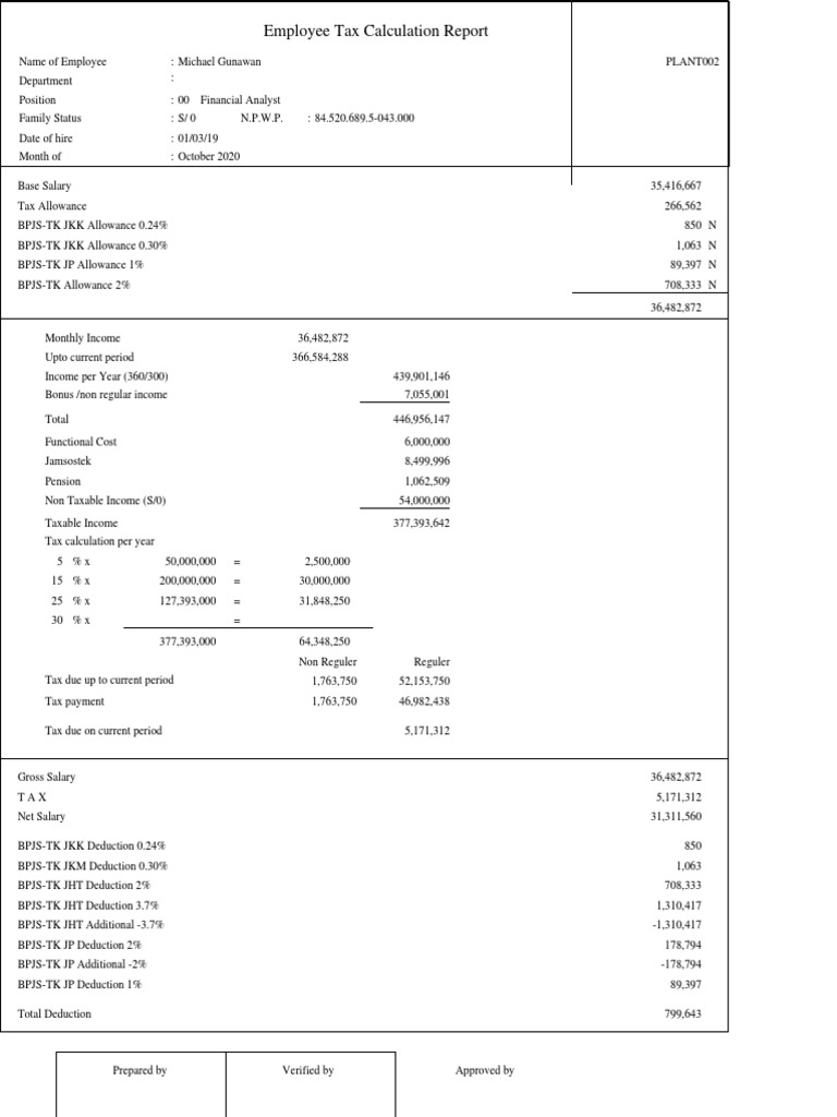 Employee Tax Calculation Report | Download Free PDF | Tax Deduction ...
