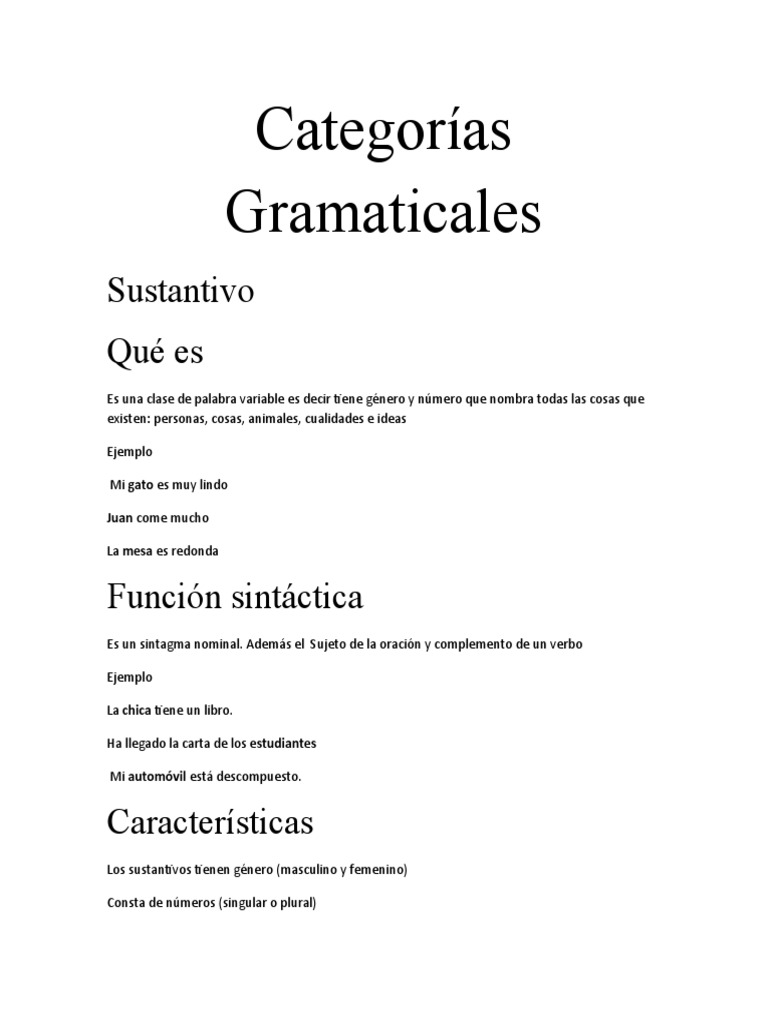 Categorías Gramaticales | PDF | Adverbio | Adjetivo