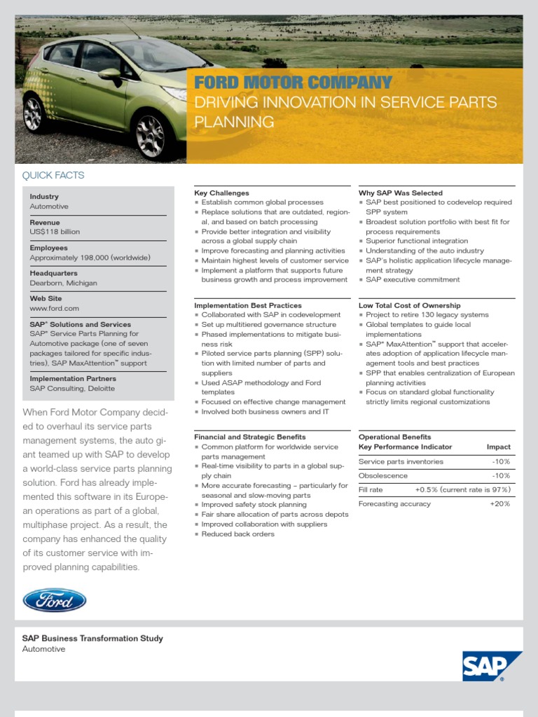 Ford Motor Company | PDF | Supply Chain | Sap Se