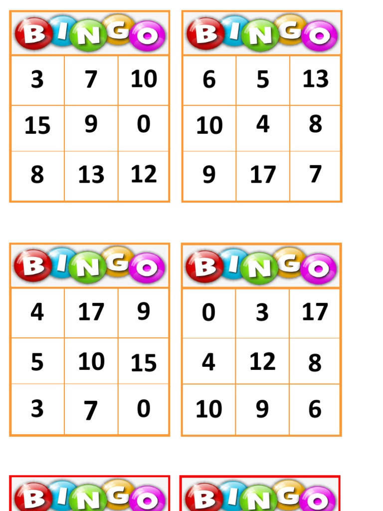 Tarjetas De Bingo Con Números Del 1 Al 20 Bingos Para Imprimir