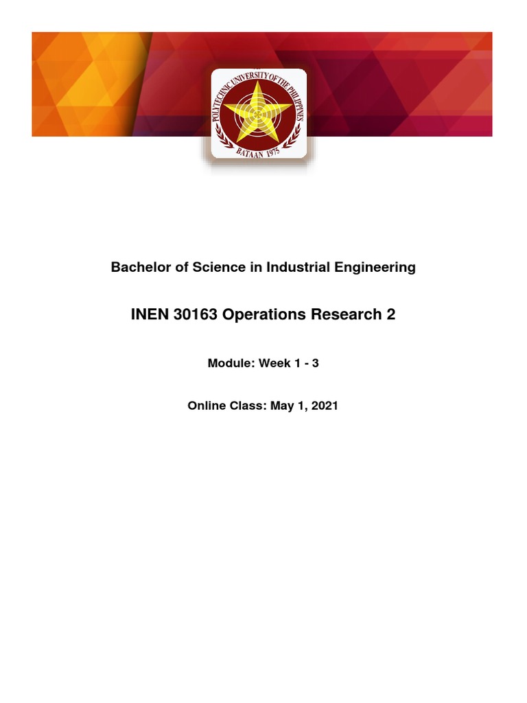 Module Week 1 3 Opereations Research Pdf Mathematical Optimization Linear Programming