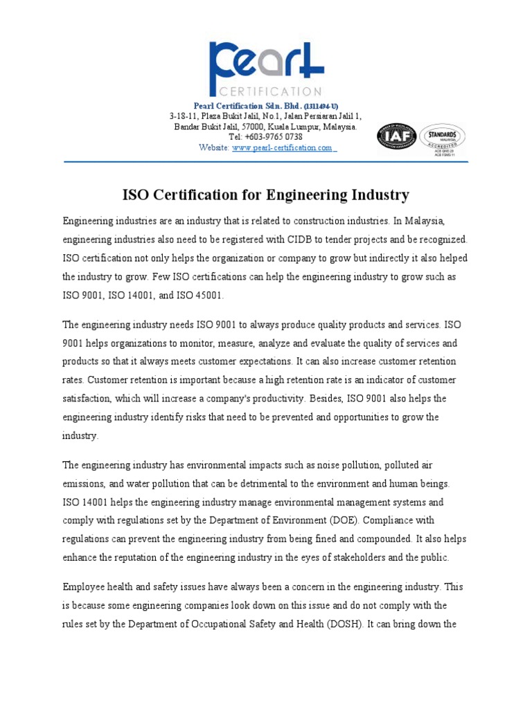 The Benefits Of Iso Certification For The Growth And Compliance Of The