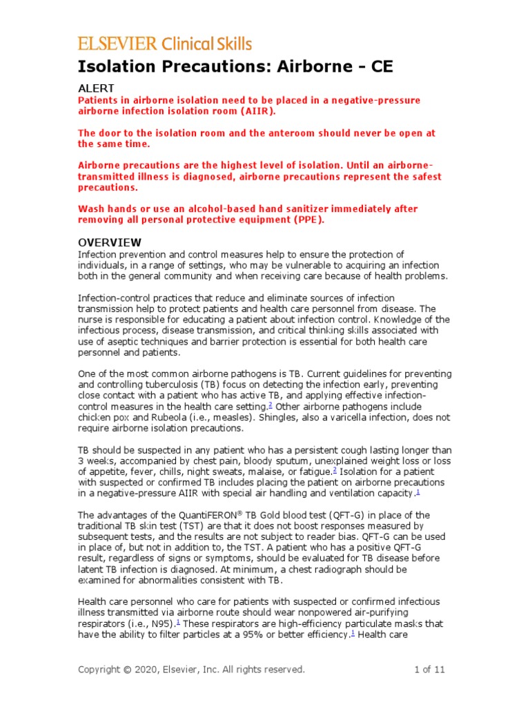 Isolation Precautions Airborne Skill COVID 19 Toolkit - 240320 | PDF ...