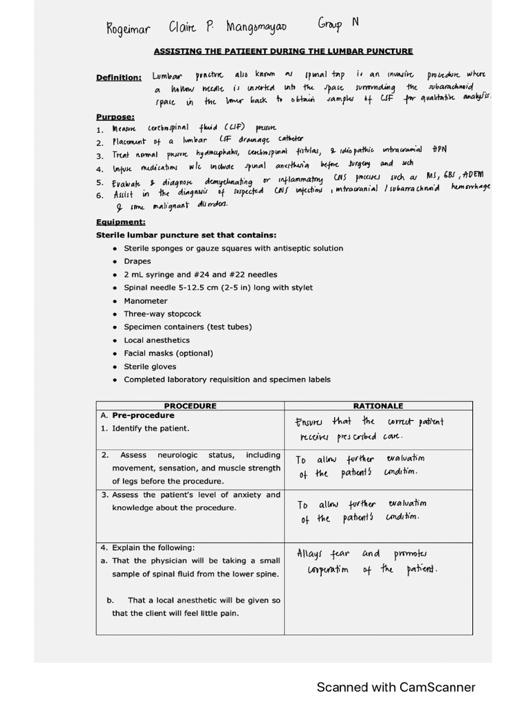 004 Assisting The Patient During Lumbar Puncture | PDF