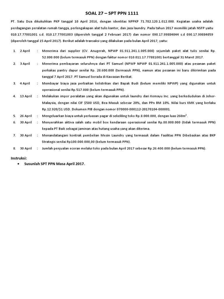 Soal PPN 27 B | PDF | Bisnis | Pengelolaan Keuangan & Uang