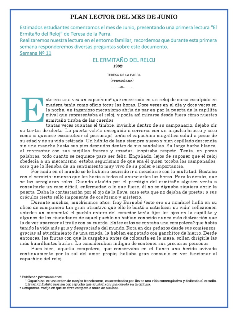 Plan Lector de La Sem-11 DPCC | PDF | Reloj