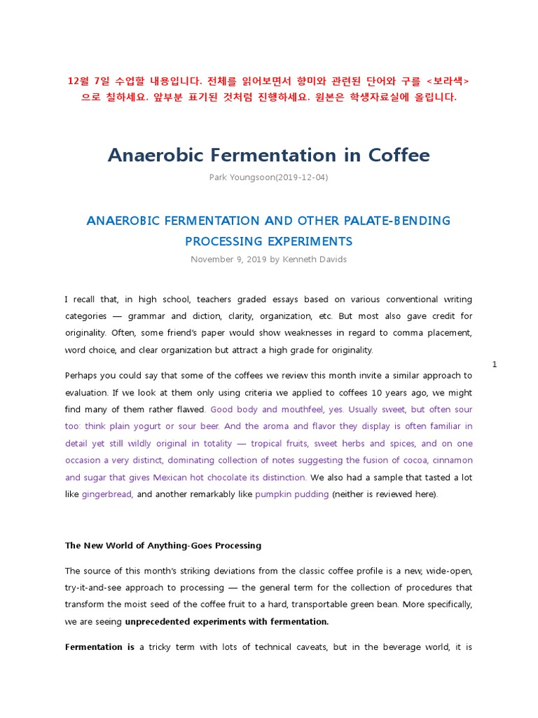 Anaerobic Fermentation in Coffee | PDF | Fermentation | Coffee
