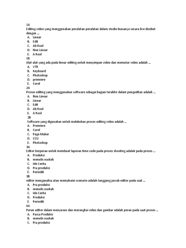 Soal Editing Kelas XI Tahun 2021 | PDF