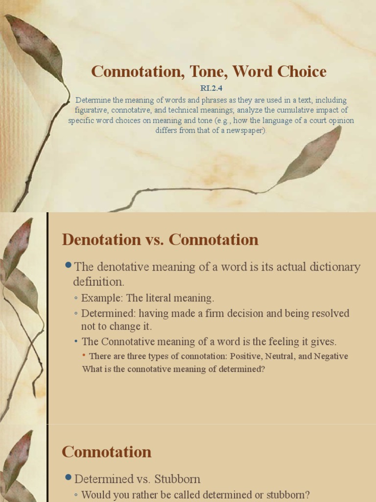 Connotation Tone Word Choice | PDF