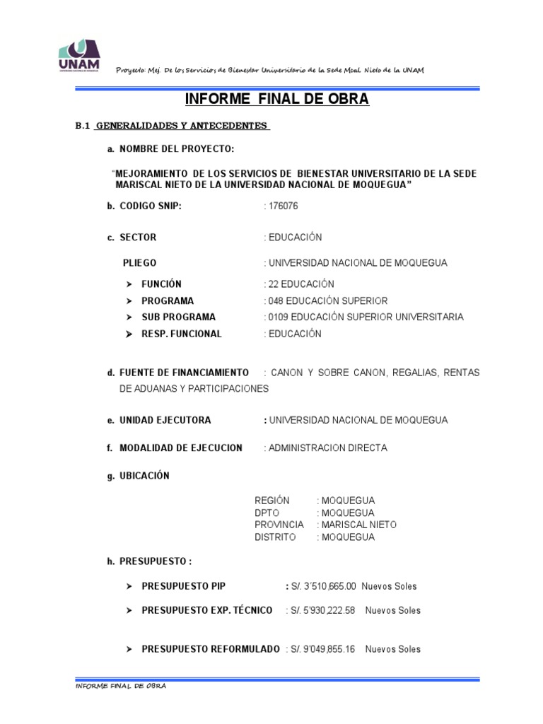 Informe Final de Obra Obu | PDF | Fundación (Ingeniería) | Hormigón